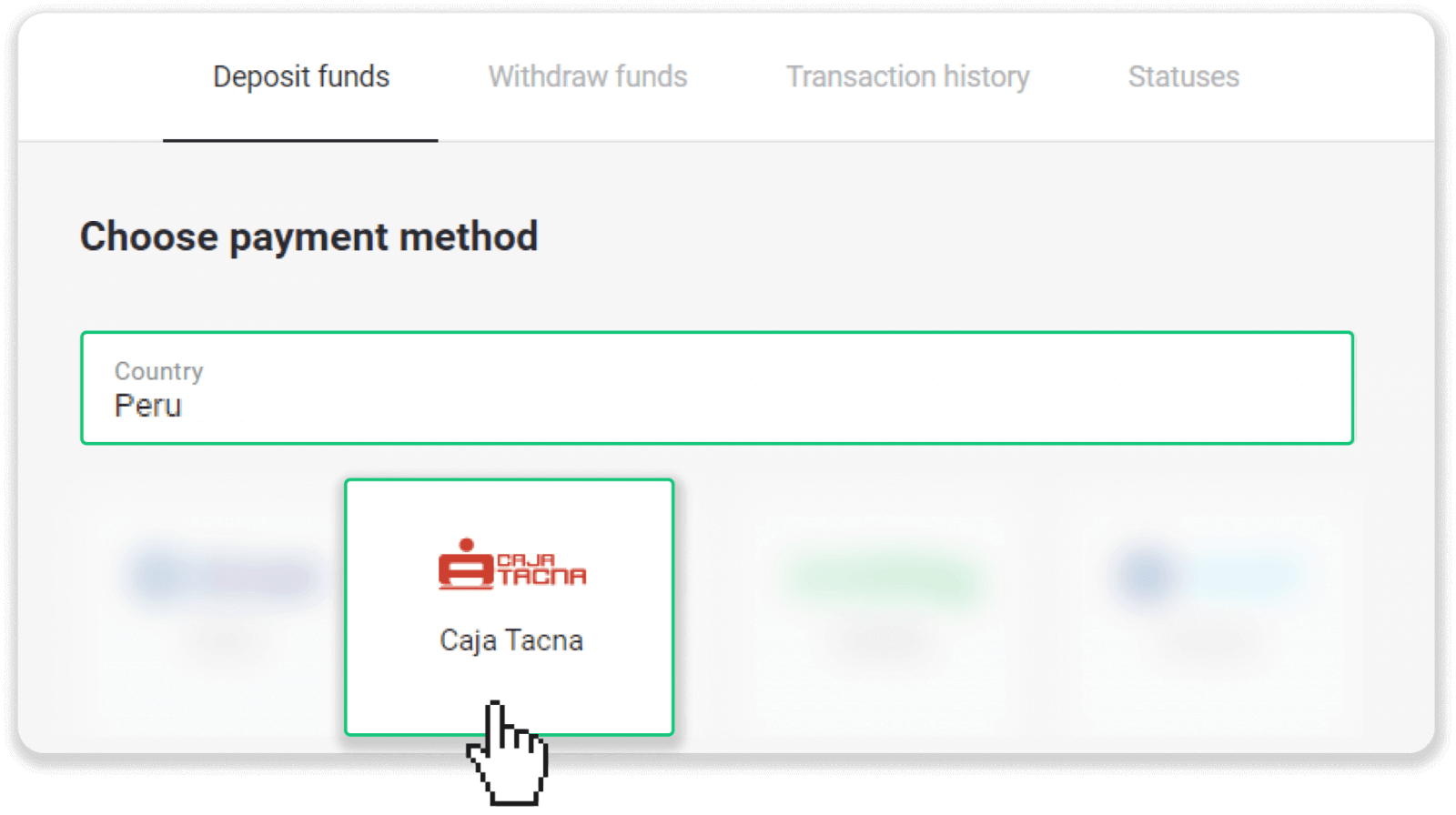 Peru Bank Kartı (Mastercard / Maestro), Bank köçürməsi
