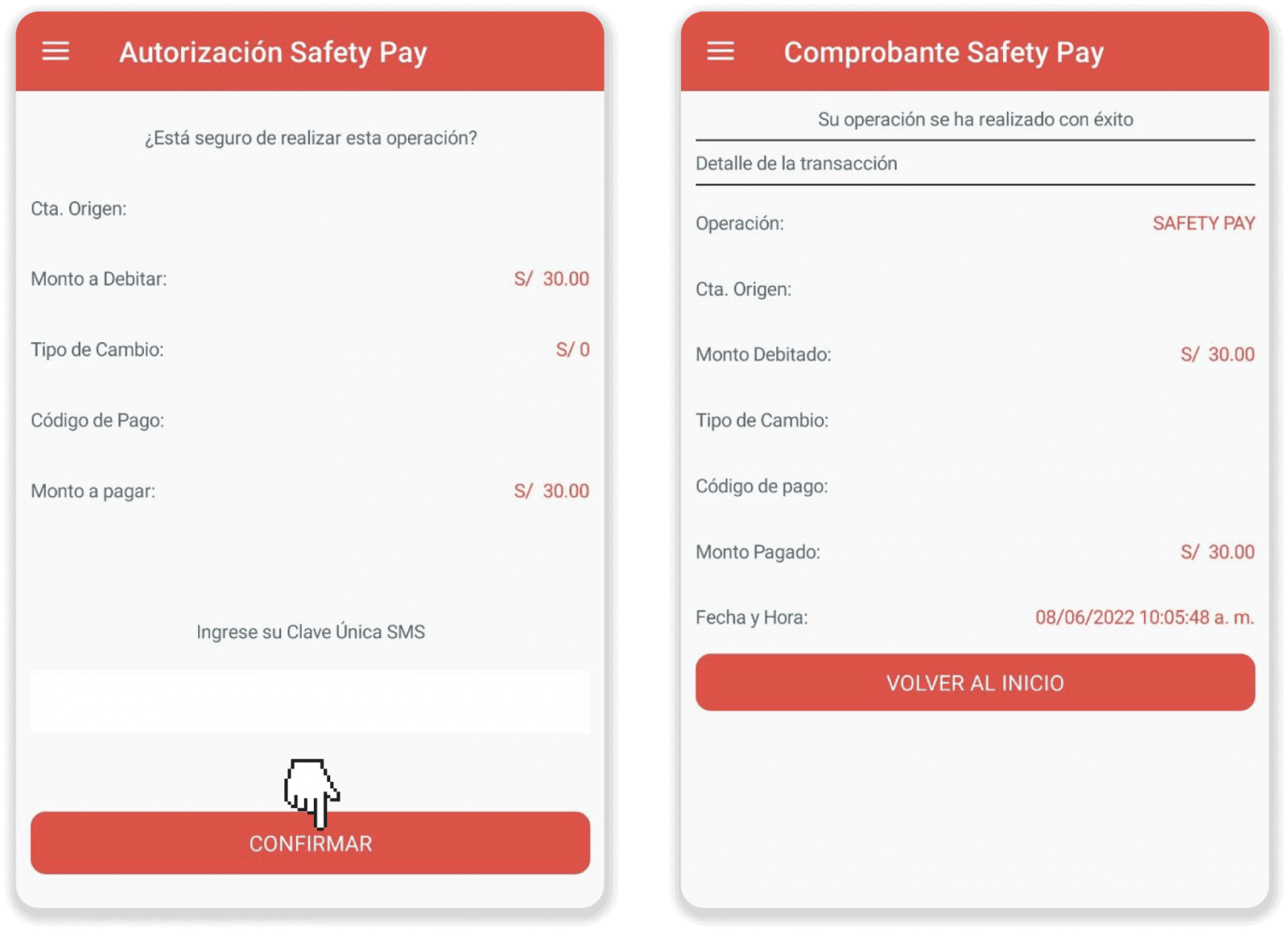 Peru Bank Kartı (Mastercard / Maestro), Bank köçürməsi