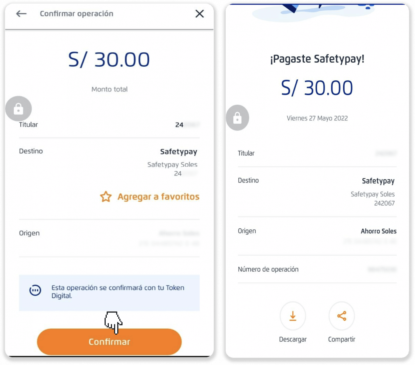 Peru Bank Kartı (Mastercard / Maestro), Bank köçürməsi