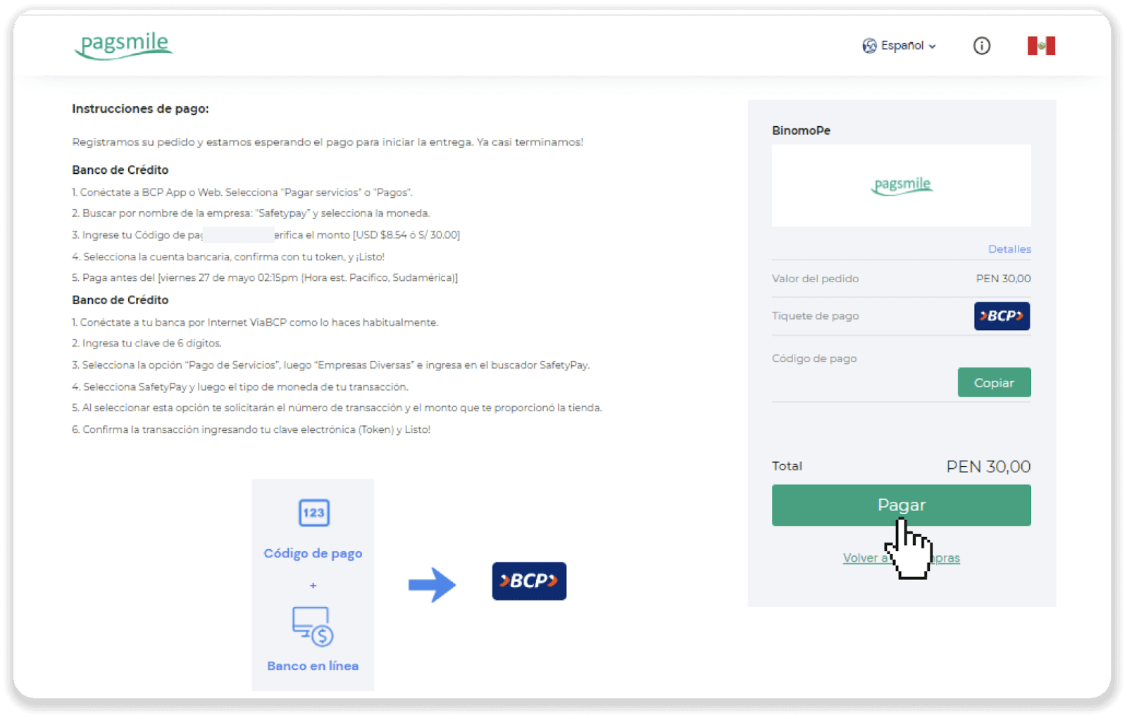 Peru Bank Kartı (Mastercard / Maestro), Bank köçürməsi