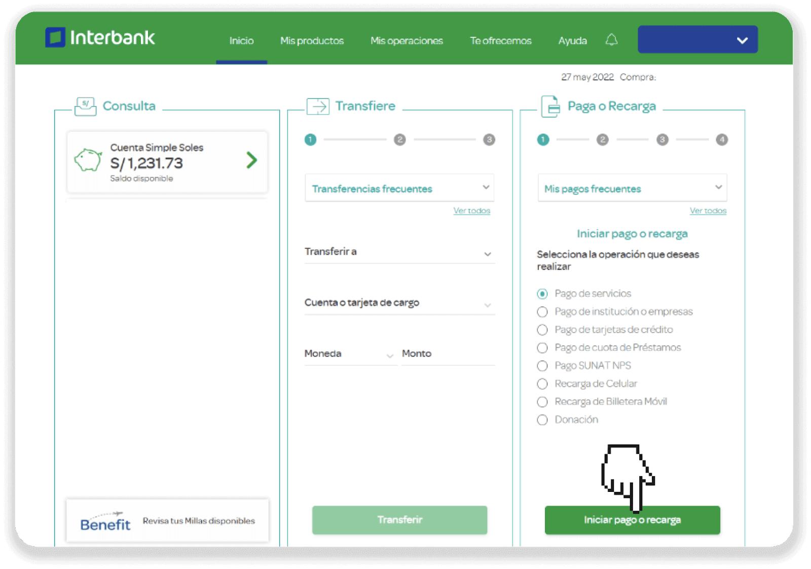 Peru Bank Kartı (Mastercard / Maestro), Bank köçürməsi