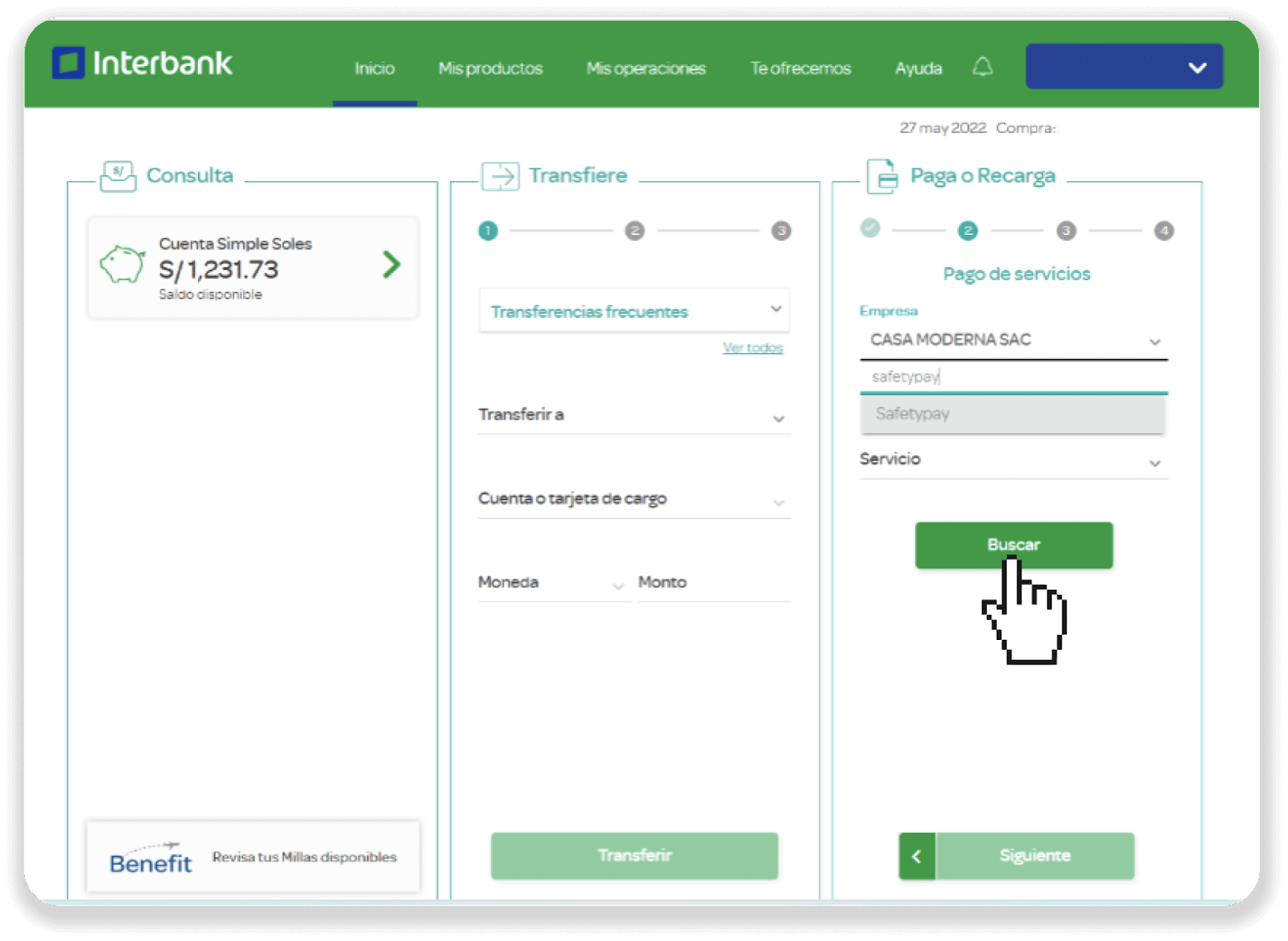 Peru Bank Kartı (Mastercard / Maestro), Bank köçürməsi