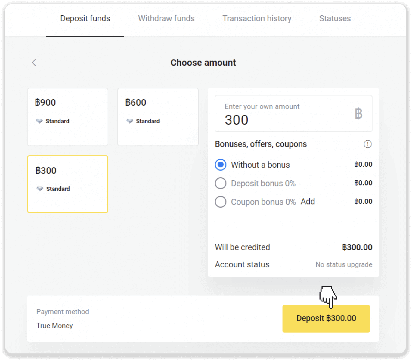 Deposit Funds on Binomo via Thailand Promptpay QR, True money and